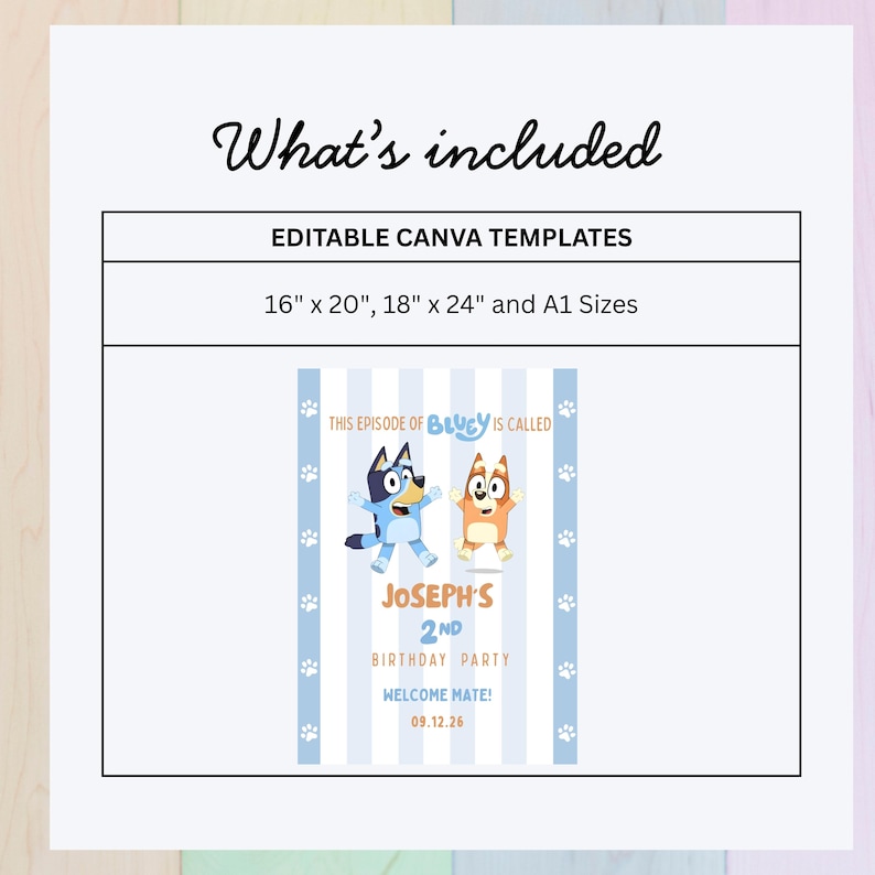 Bluey Geburtstag Welcome Board bearbeitbare Vorlage - Etsy.de