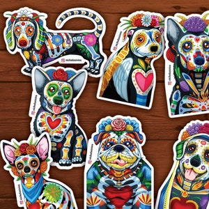 Day of the Dead Dog Sticker Pack - Etsy