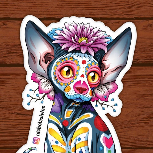 Day of the Dead Cat Sticker Pack - Etsy