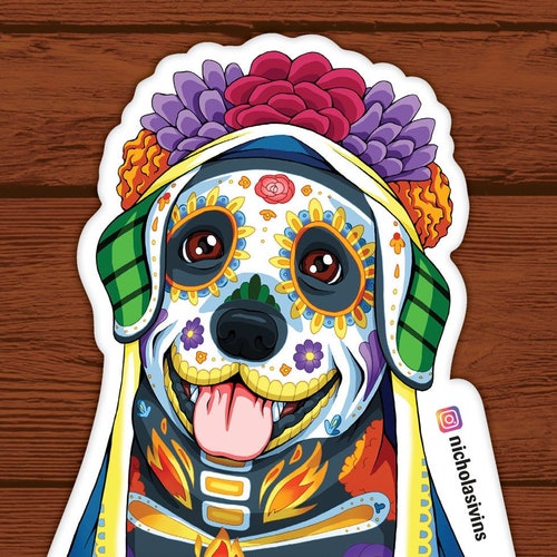 Day of the Dead Cat Sticker Pack - Etsy