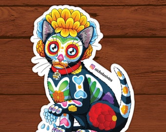 Day of the Dead Cat Sticker Pack - Etsy