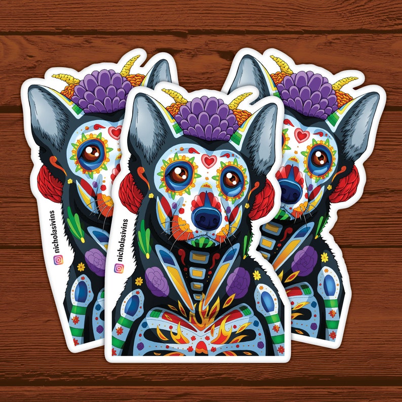Day of the Dead Dog German Shepherd Sticker | Etsy