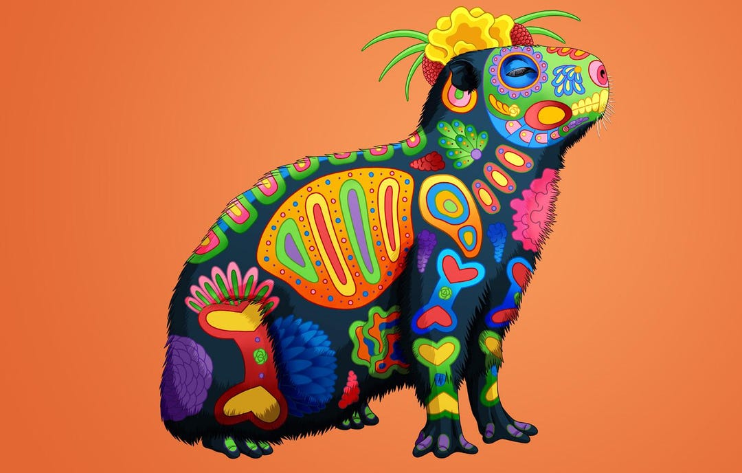 Day of the Dead Capybara Art Print - “rio” - Etsy