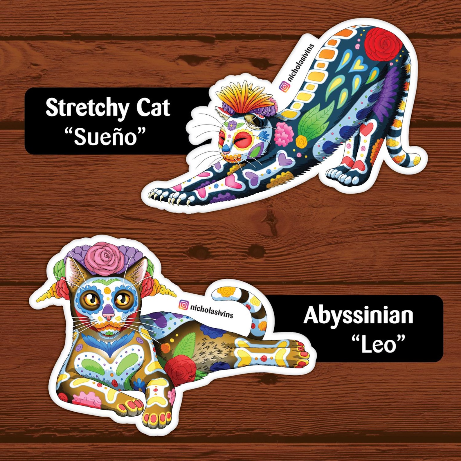 Day of the Dead Cat Sticker Pack - Etsy
