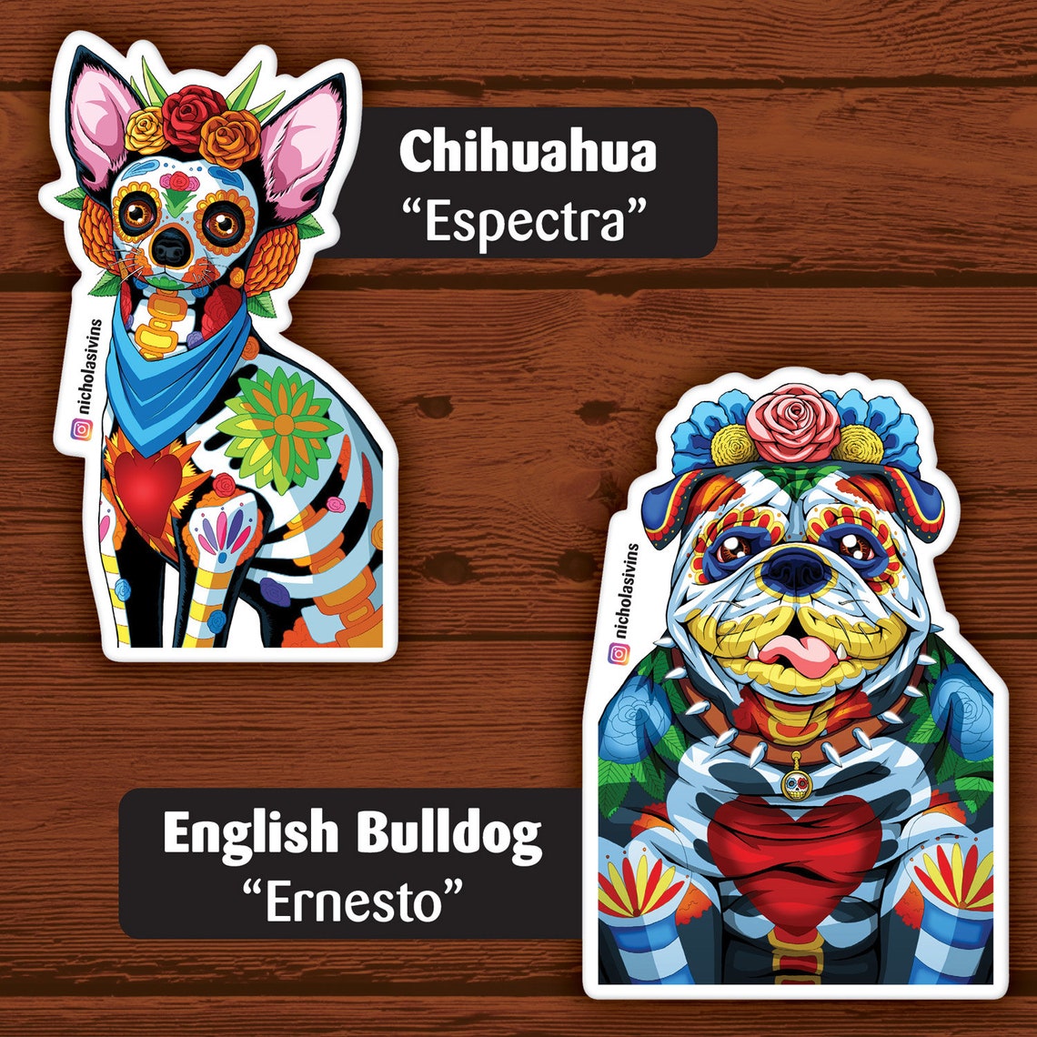 Day of the Dead Dog Sticker Pack | Etsy