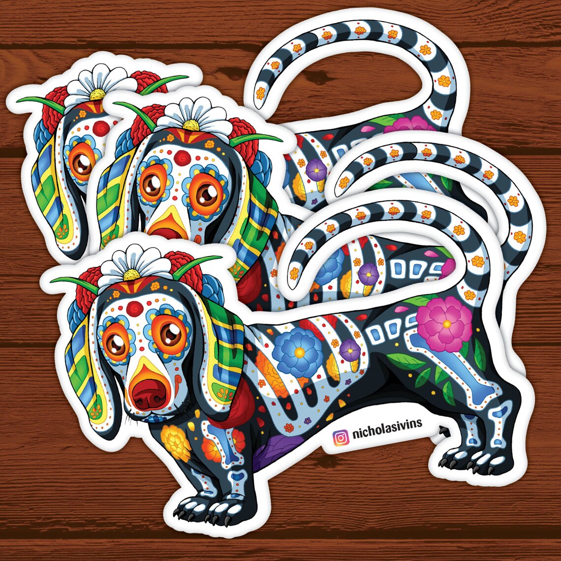 Day of the Dead Dog Dachshund Sticker - "chicha" - Etsy