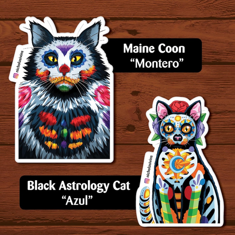 Day of the Dead Cat Sticker Pack - Etsy