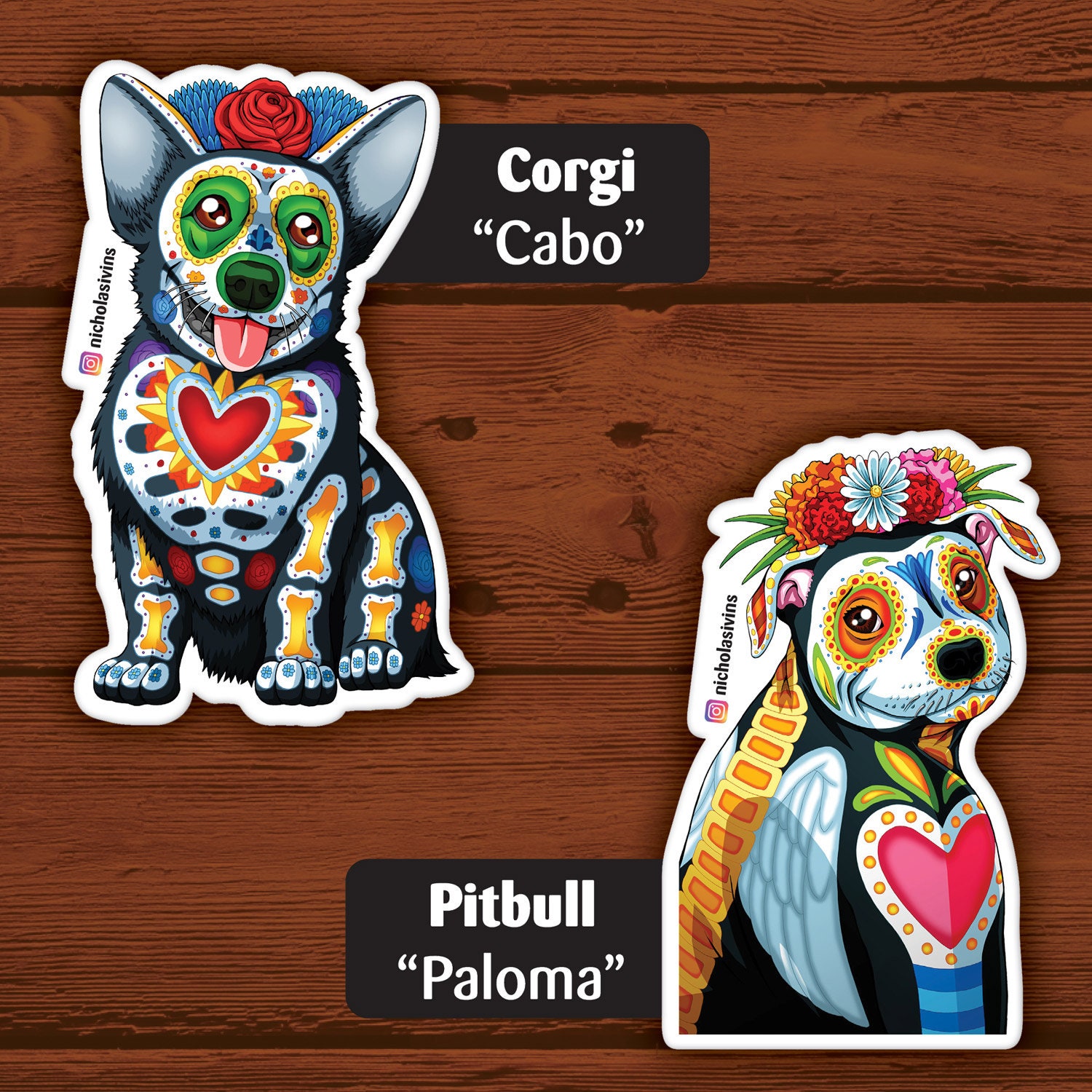 Day of the Dead Dog Sticker Pack | Etsy