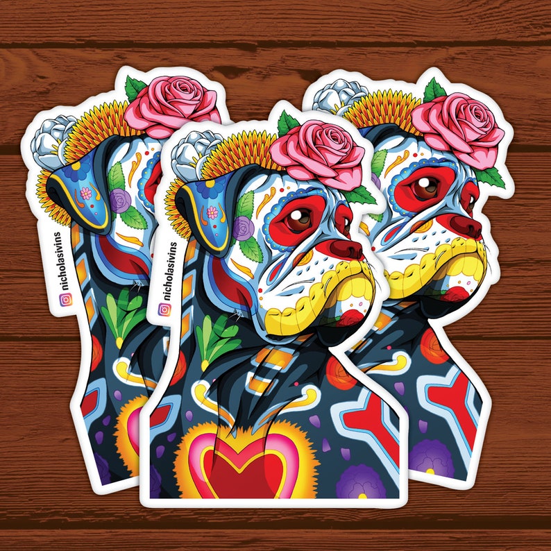 Day of the Dead Dog Boxer Sticker - "lucho" - Etsy