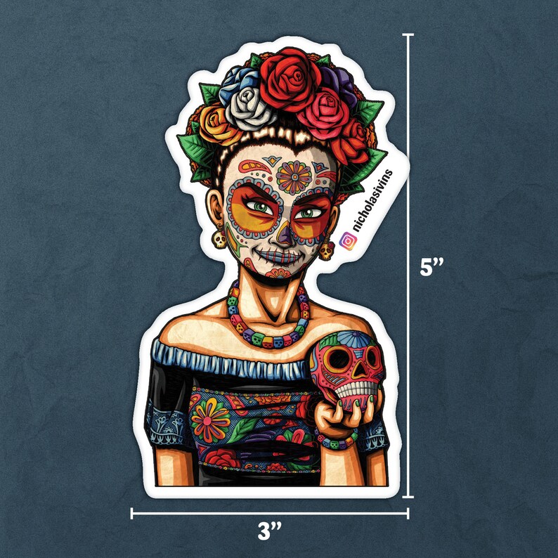 Day of the Dead Frida Kahlo Tribute Sticker rita - Etsy
