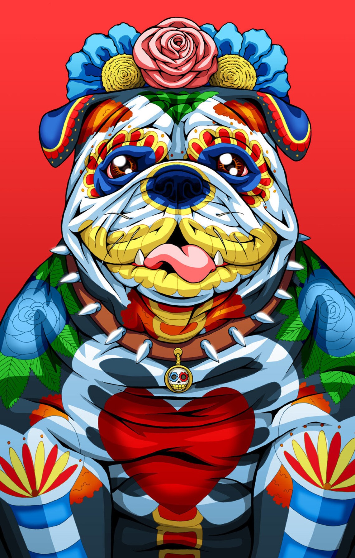 Day Of The Dead Dog English Bulldog Art Print Etsy Espa a day-of-the-dead-dog-english-bulldog-art-print-etsy-espa-a