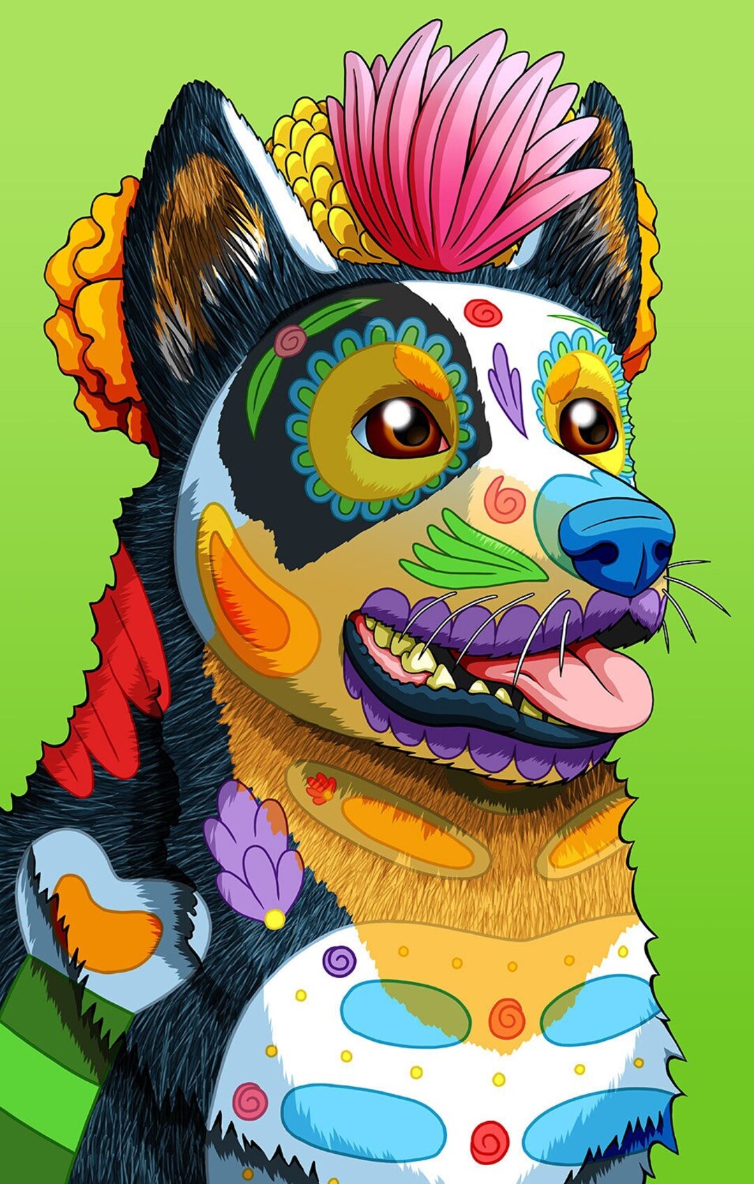 Day of the Dead Dog Blue Heeler Art Print - "tacona" - Etsy