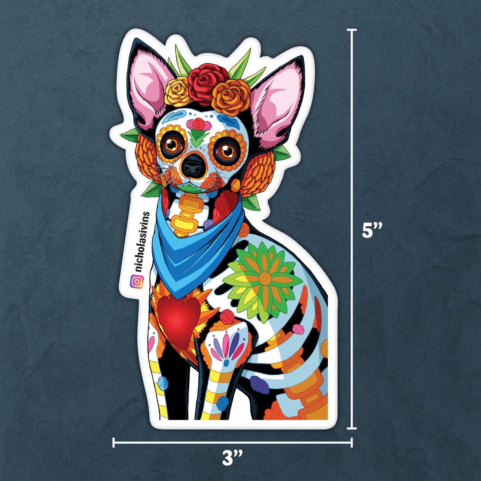 Day of the Dead Dog Chihuahua Sticker Espectra | Etsy