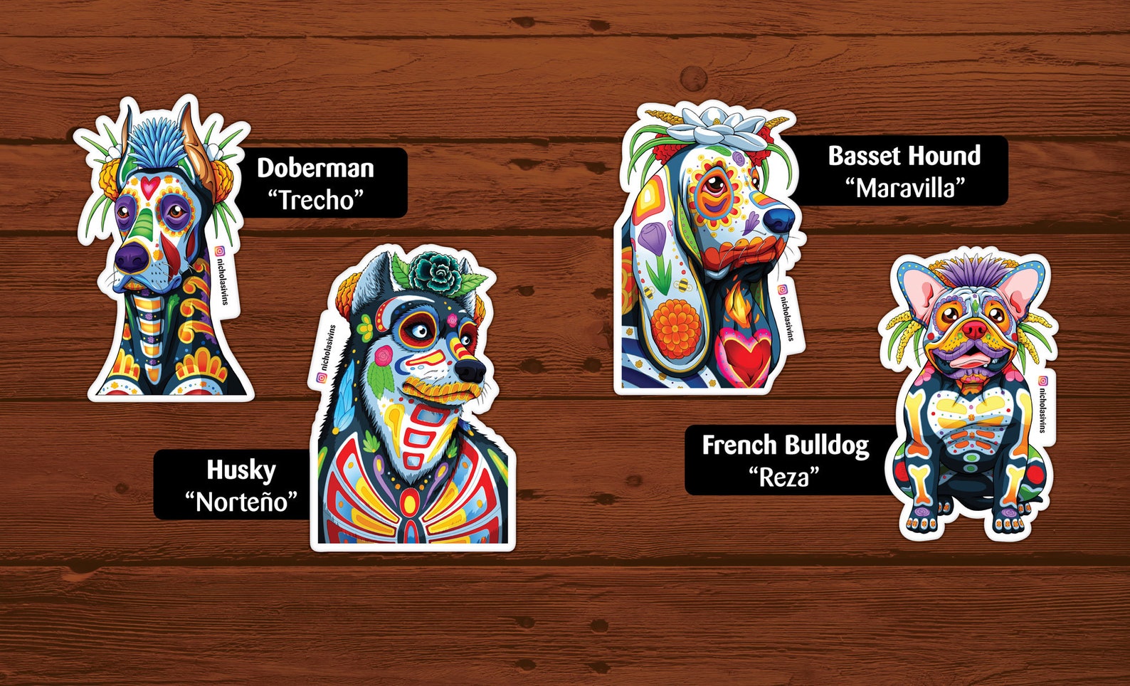 Day of the Dead Dog Sticker Pack - Etsy