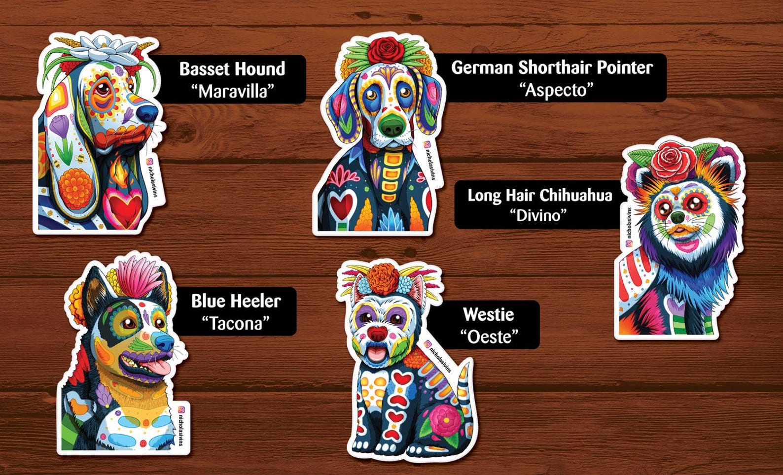Day of the Dead Dog Sticker Pack - Etsy