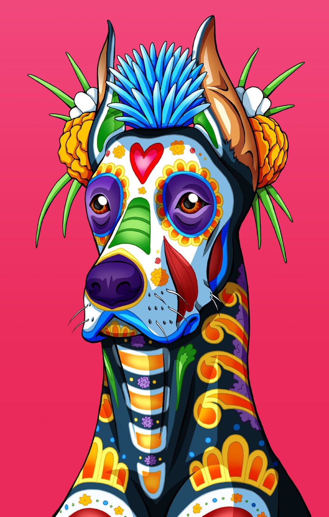 Day of the Dead Dog Doberman Art Print - "trecho" - Etsy