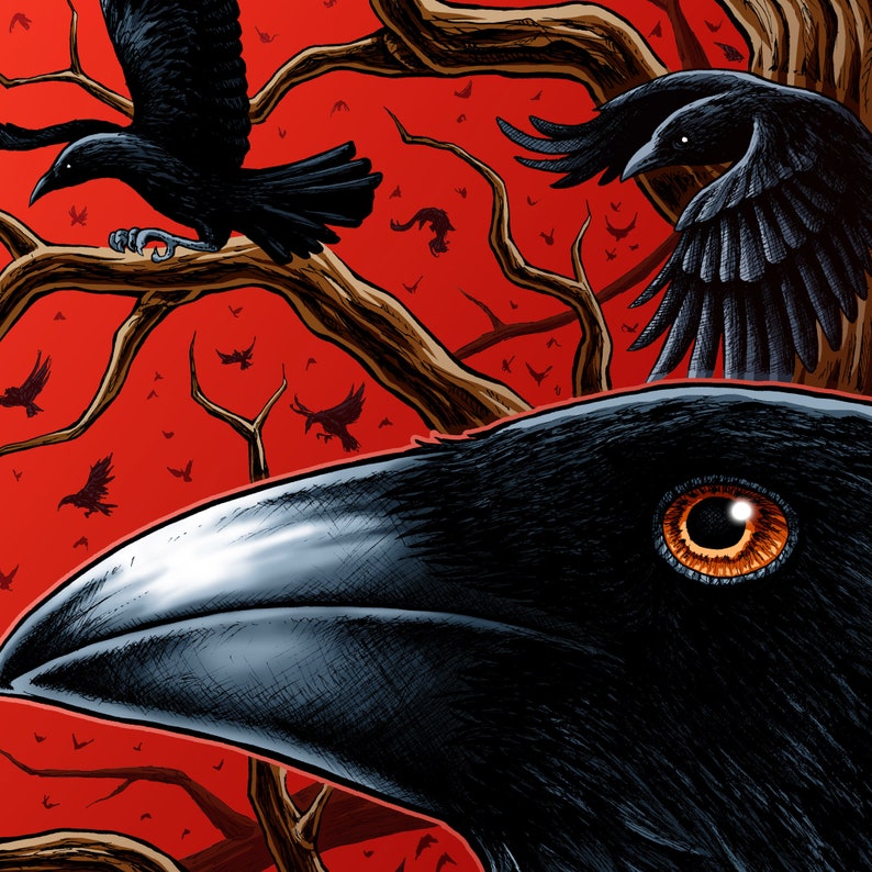 Spooky Crows Art Print murder - Etsy