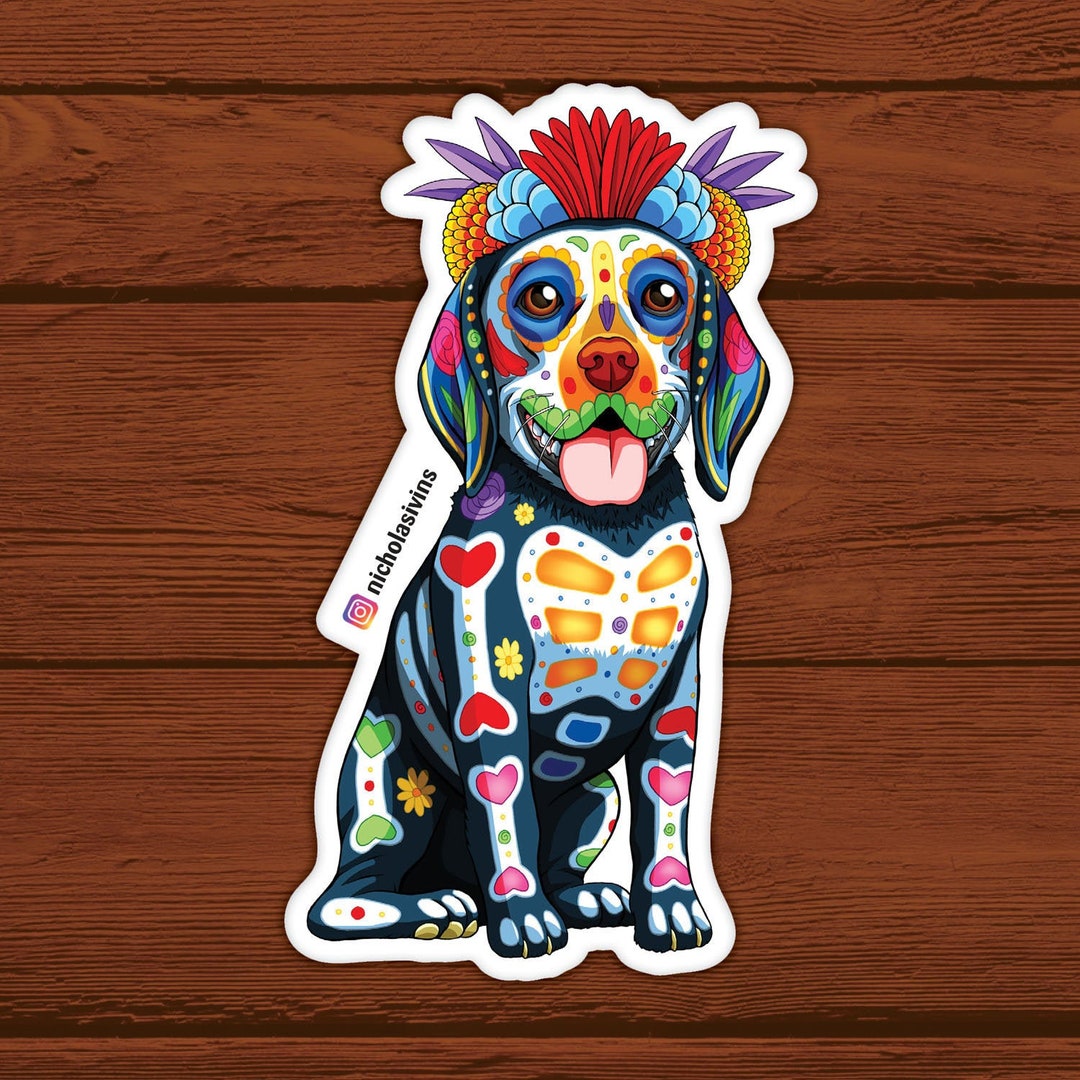 Day of the Dead Dog Beagle Sticker - "gana" - Etsy