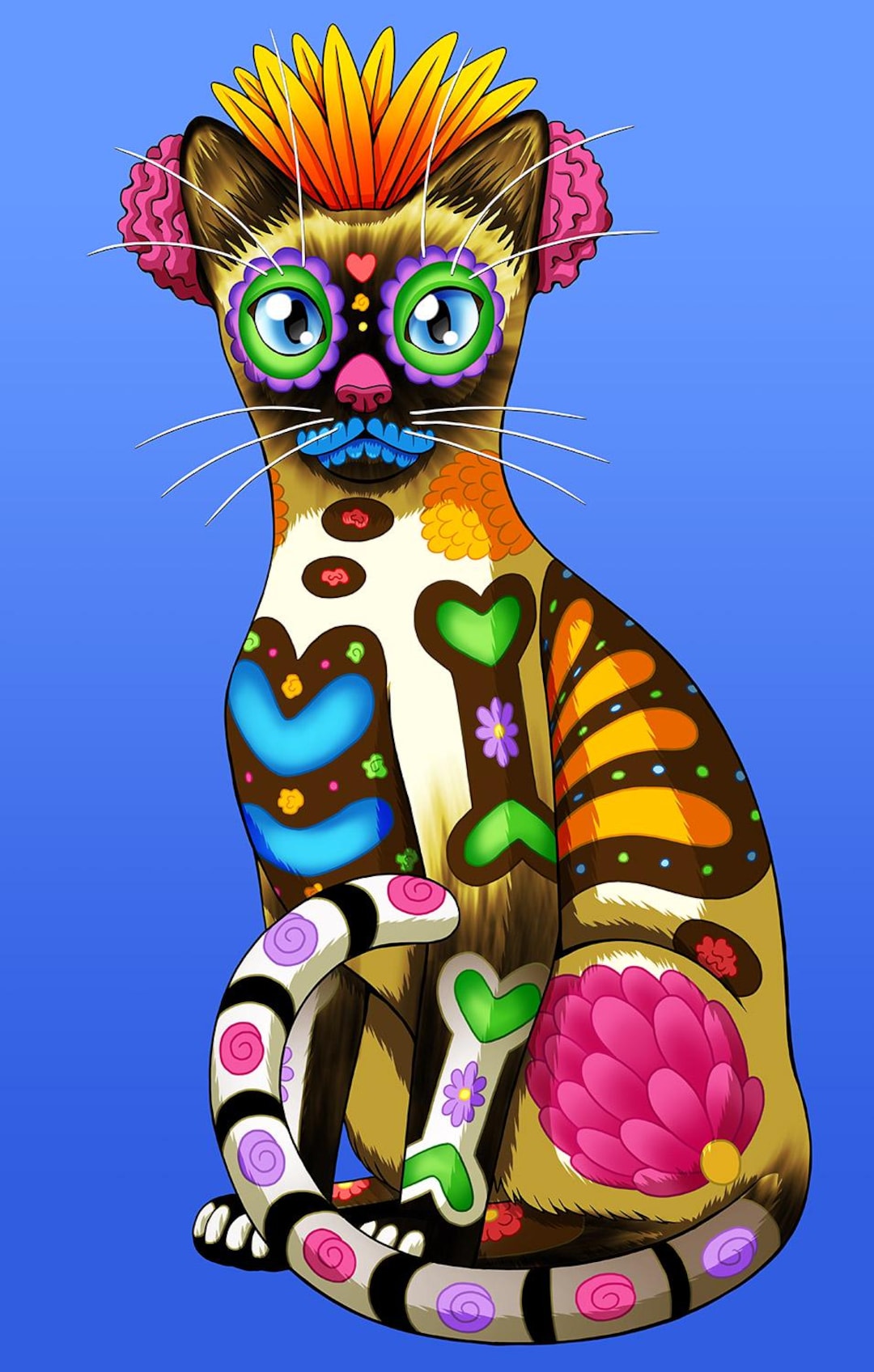 Day of the Dead Siamese Cat Art Print - “ofelia” - Etsy