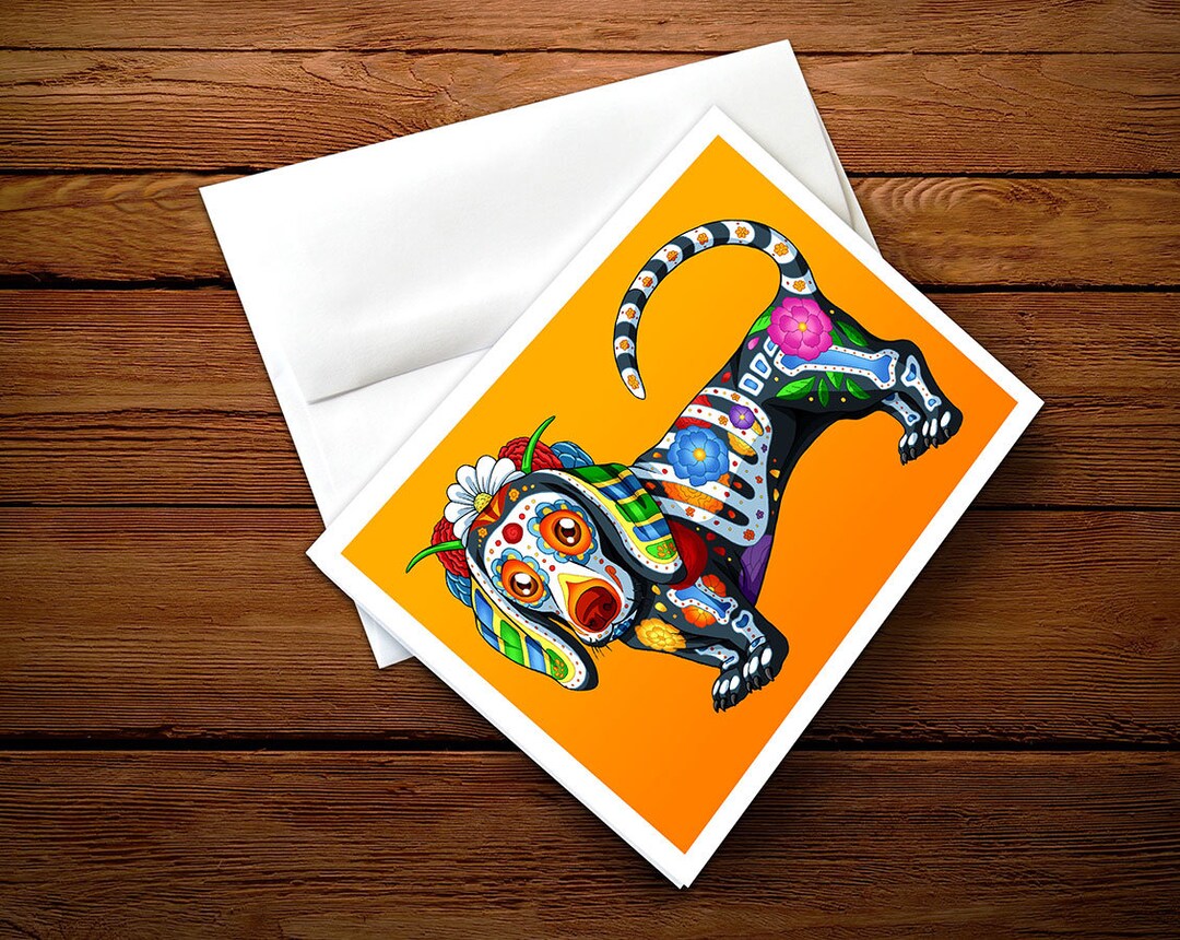 5 X 7" Day of the Dead Dog Dachshund Greeting Card - "chicha" - Etsy