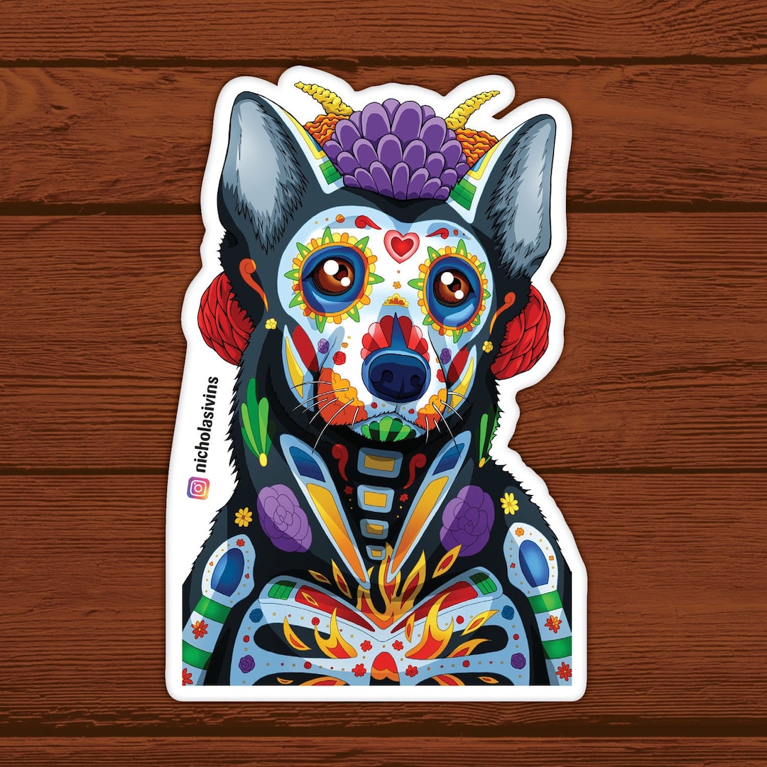 Day of the Dead Dog German Shepherd Sticker - "cazador" - Etsy