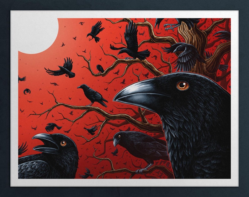 Spooky Crows Art Print murder - Etsy