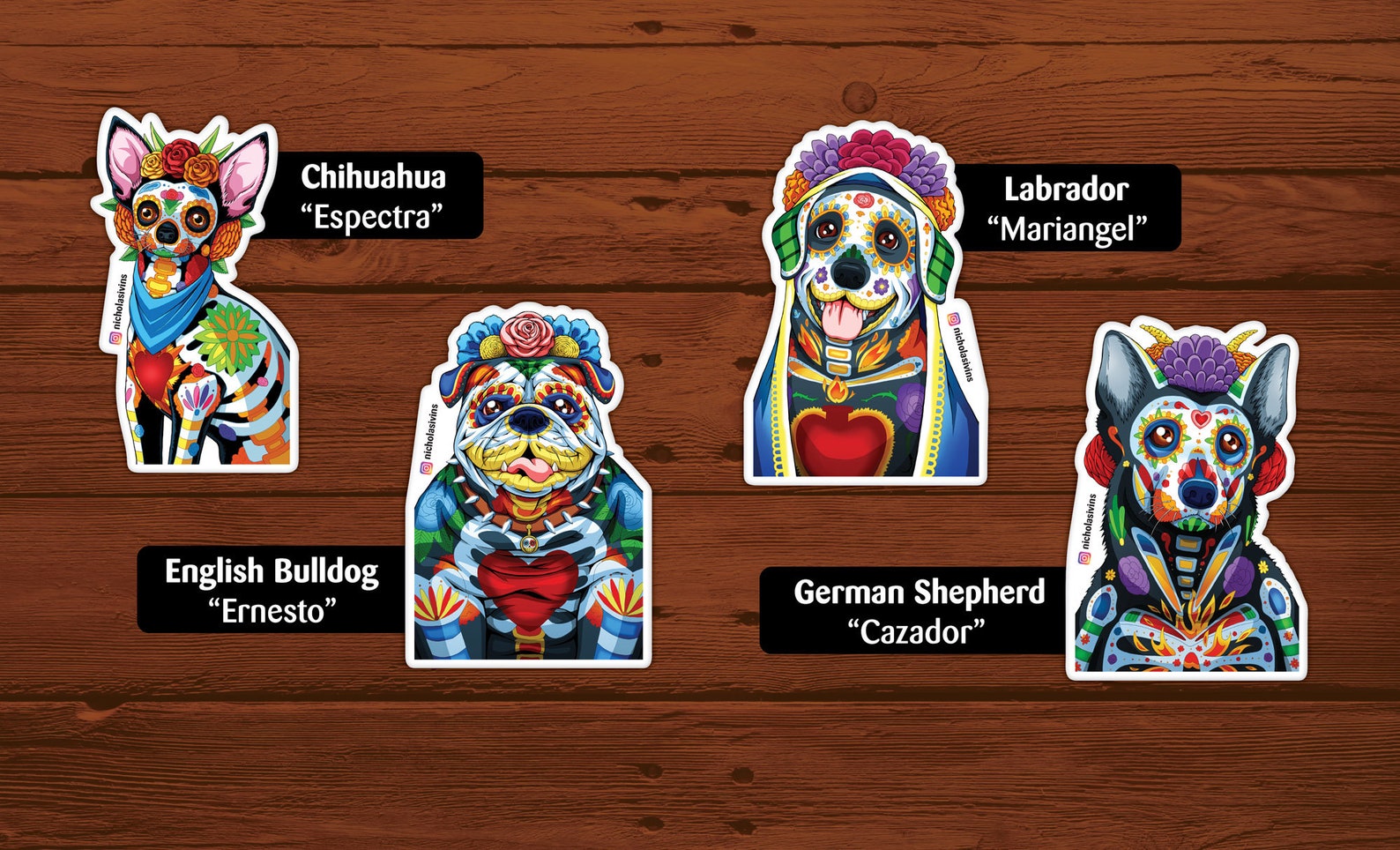 Day of the Dead Dog Sticker Pack - Etsy