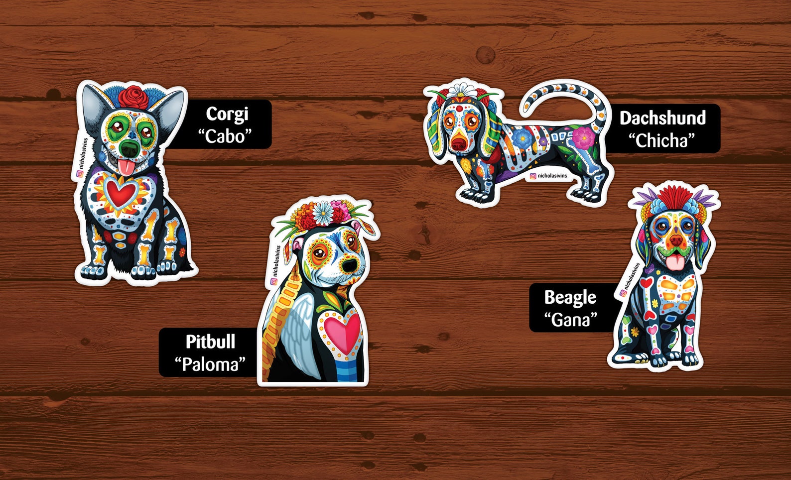 Day of the Dead Dog Sticker Pack - Etsy