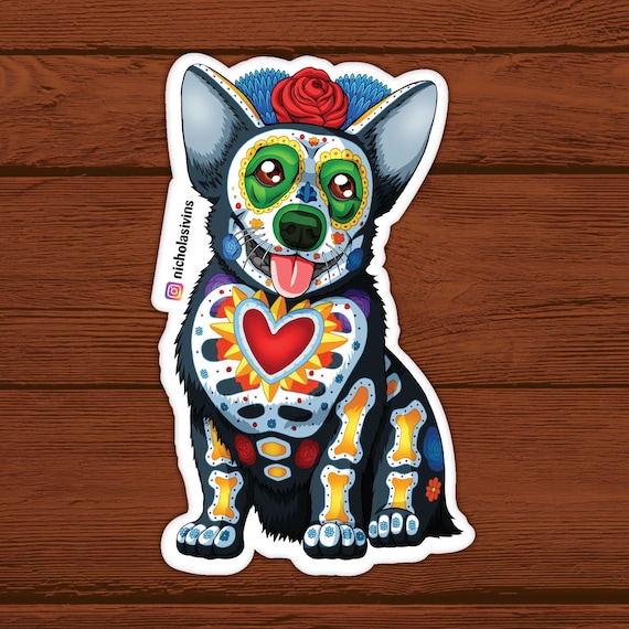 Day of the Dead Dog Corgi Sticker cabo - Etsy