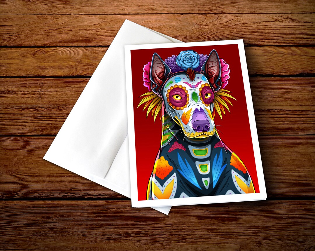 5 X 7 Day of the Dead Dog Xoloitzcuintle Greeting Card xochitl - Etsy
