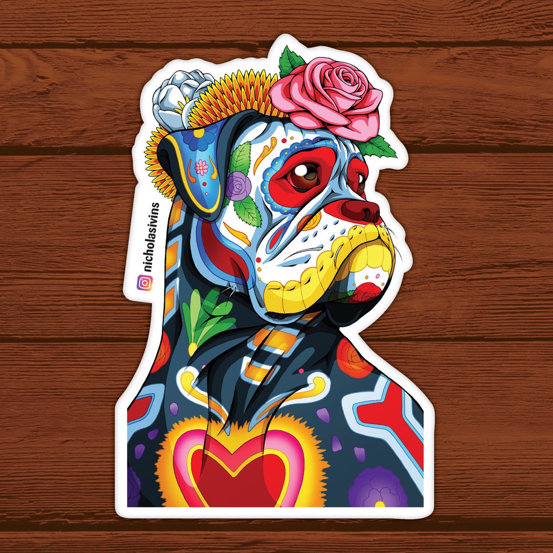 Day of the Dead Dog Boxer Sticker - "lucho" - Etsy