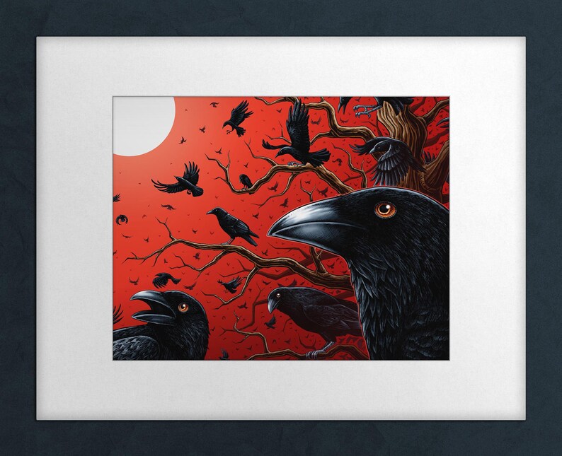 Spooky Crows Art Print murder - Etsy