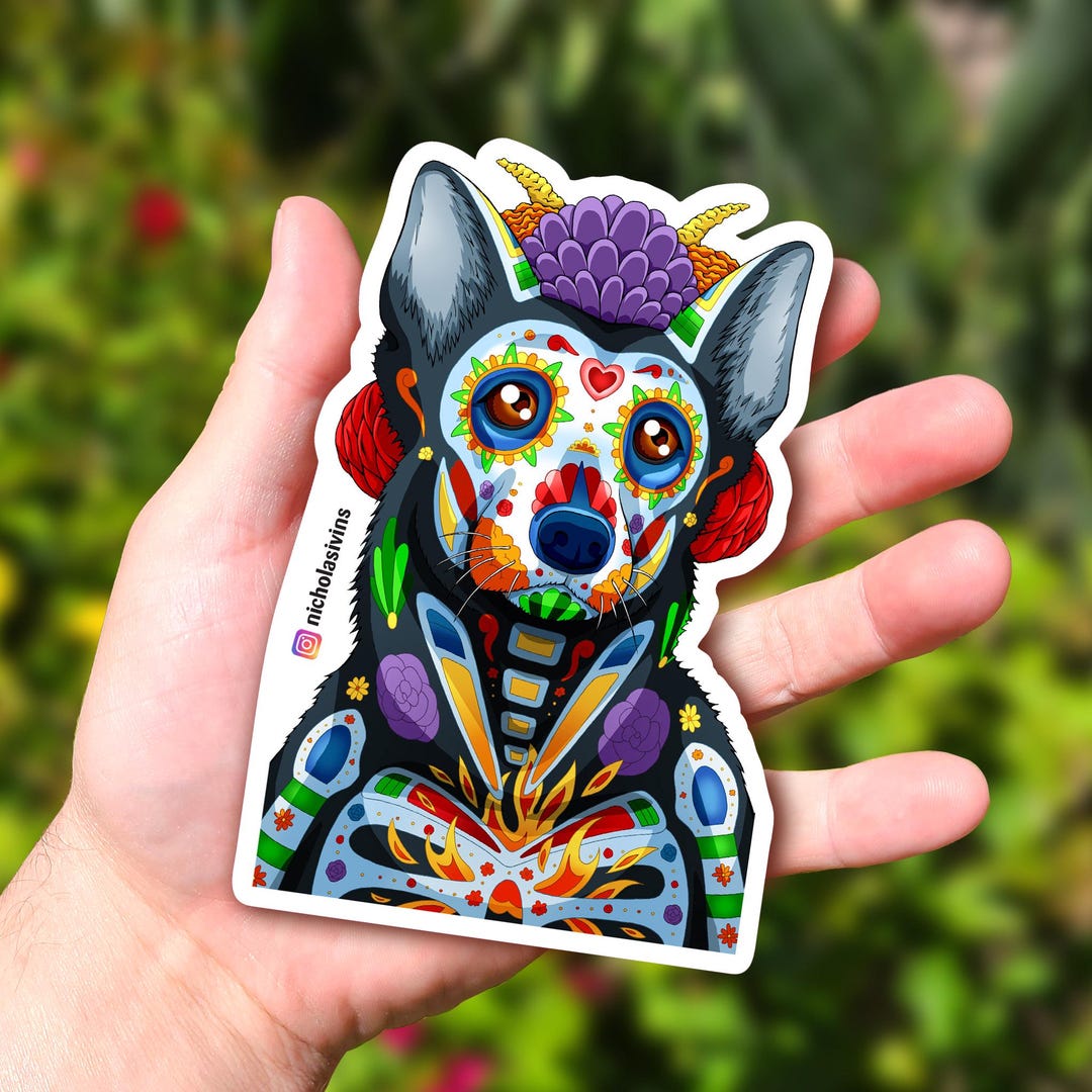 Day of the Dead Dog German Shepherd Sticker - "cazador" - Etsy