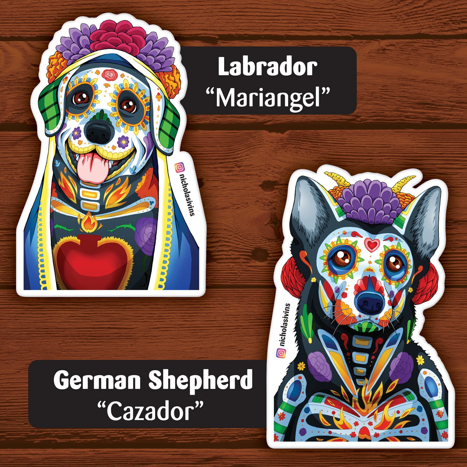 Day of the Dead Dog Sticker Pack | Etsy