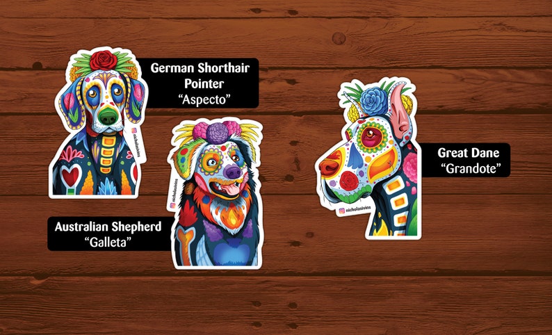 Day of the Dead Dog Sticker Pack - Etsy