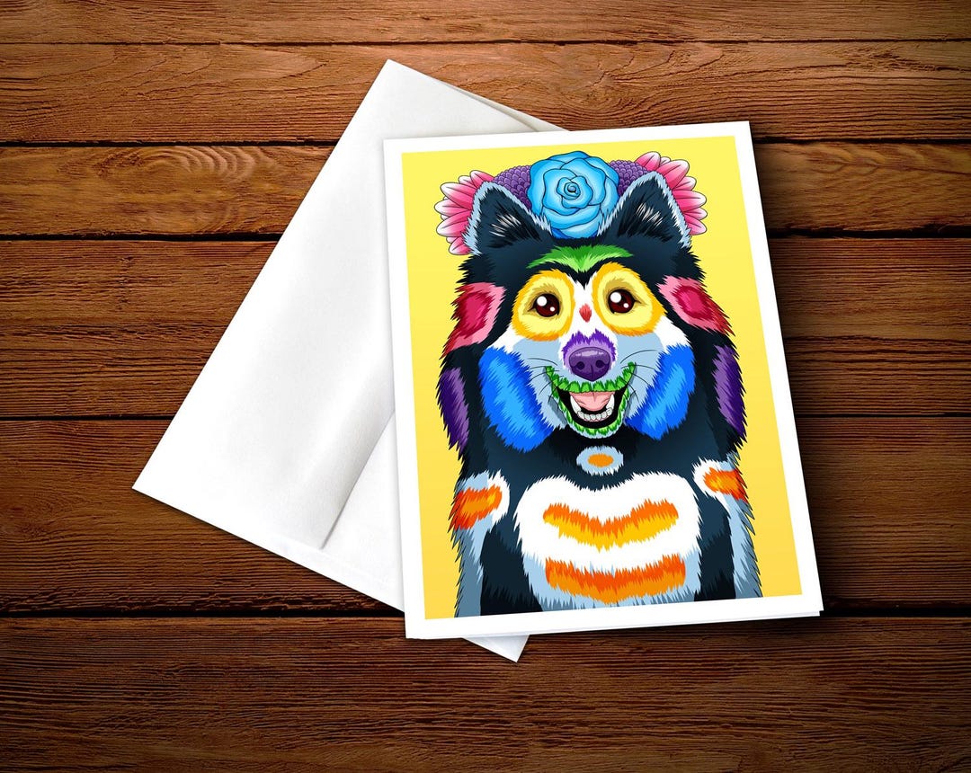 5 X 7 Day of the Dead Dog Sheltie Greeting Card delfina - Etsy
