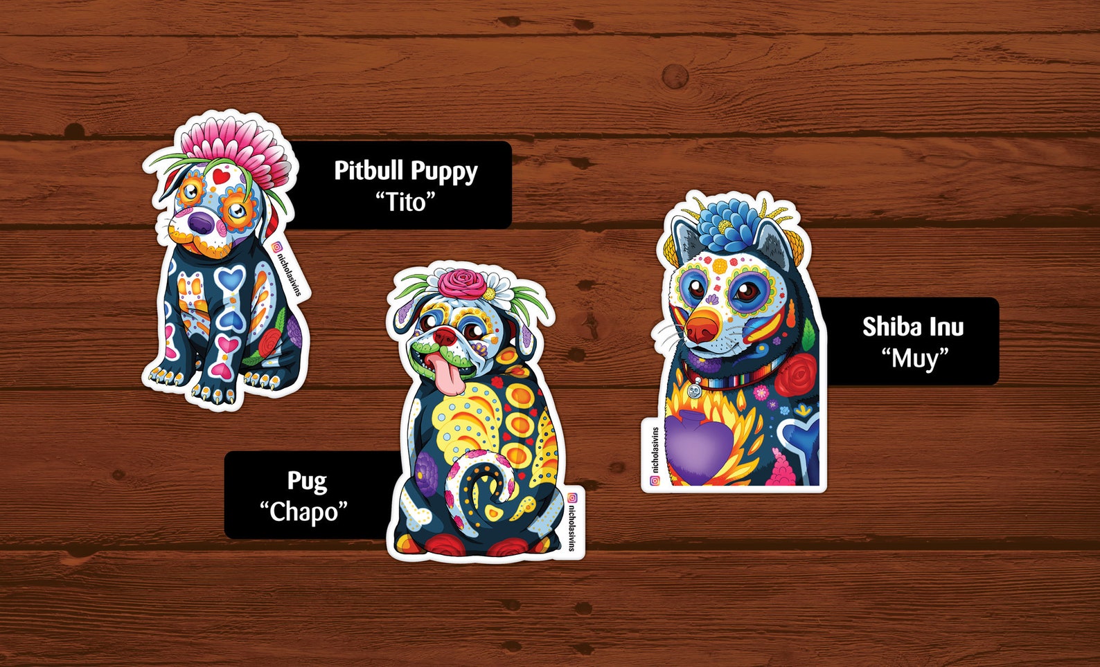Day of the Dead Dog Sticker Pack - Etsy