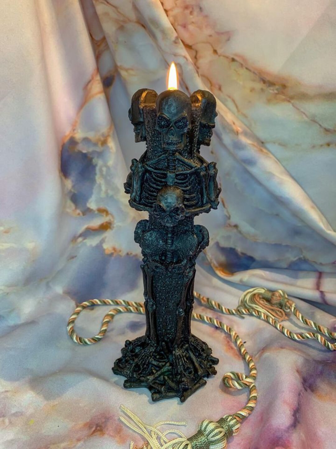 Free USA Shipping Black Skeleton Pole Beeswax Candle 3 Sided Skeleton ...
