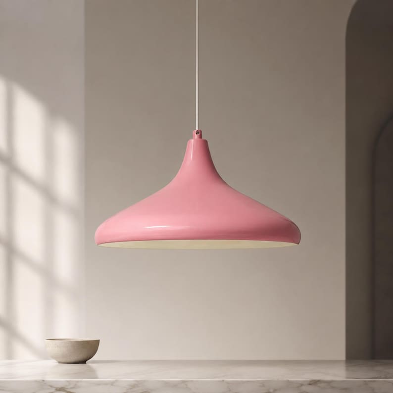 Handmade Blush Pink Pendant Light, Modern Scandinavian Hanging Lamp for ...