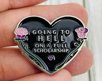 Going to Hell on a Full Scholarship Enamel Pin // Spoopy Halloween ...