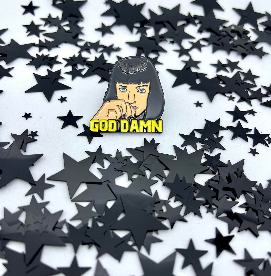 Pulp Fiction Mia Wallace God Damn Enamel Pin Brooch - Etsy