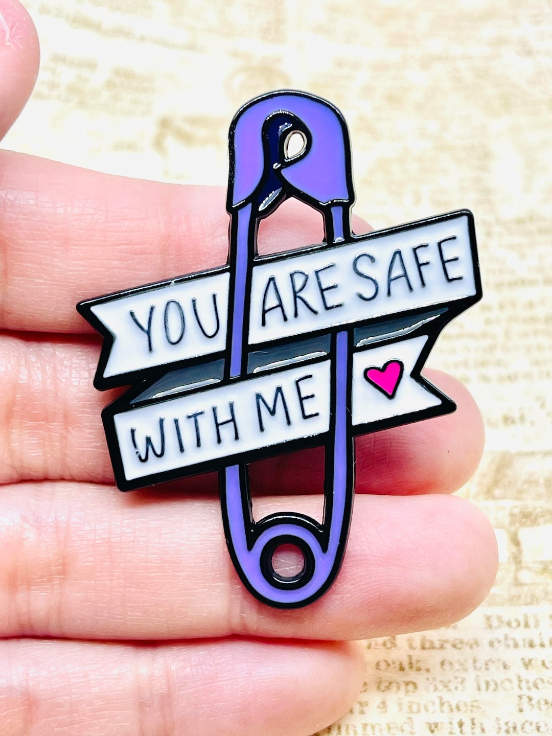 You Are Safe With Me Safety Pin Enamel Pin Brooch - Etsy