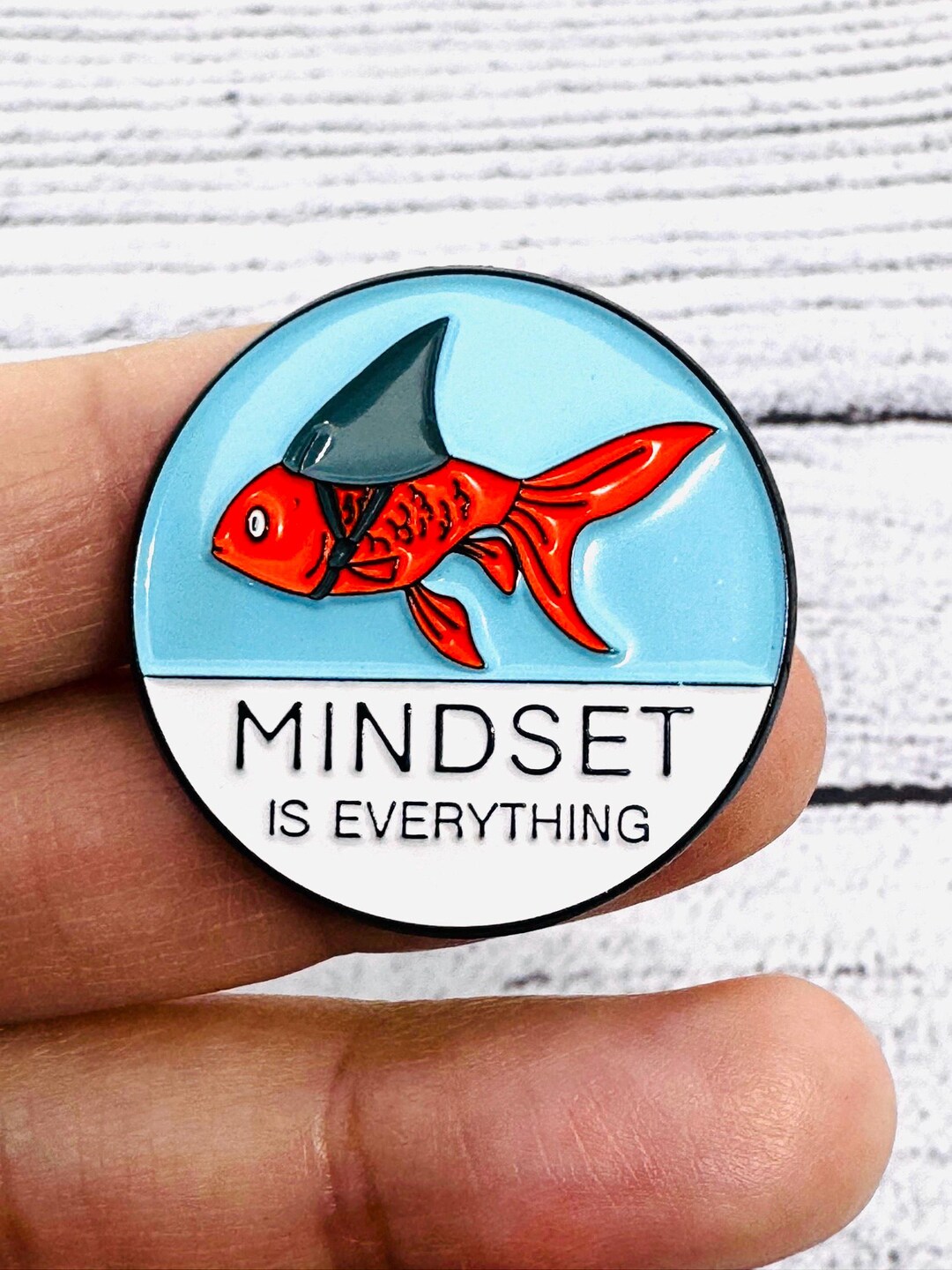 Mindset is Everything Goldfish Being a Shark Enamel Pin Brooch - Etsy ...