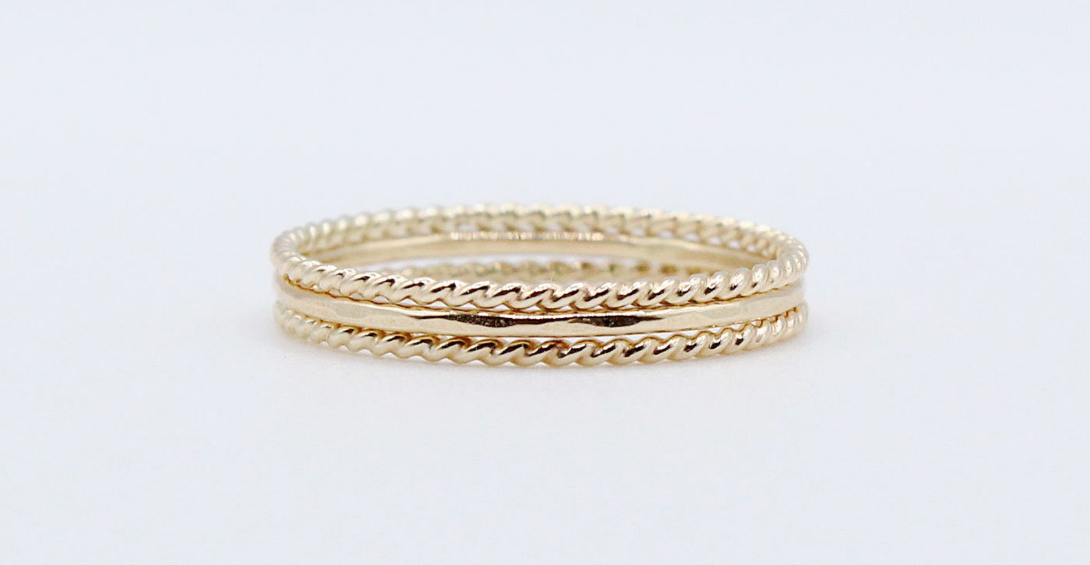 Set of 3 Ultra Thin 14k Gold Filled Stacking Rings Twisted 14k - Etsy