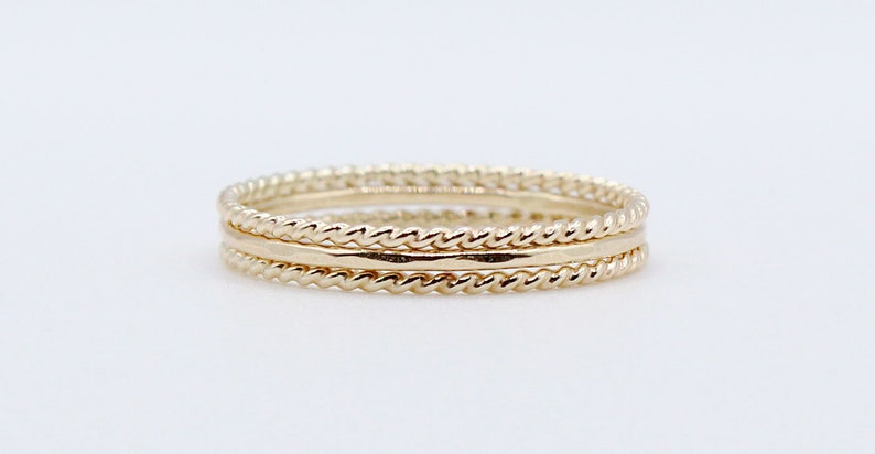 Set of 3 Ultra Thin 14k Gold Filled Stacking Rings Twisted 14k - Etsy