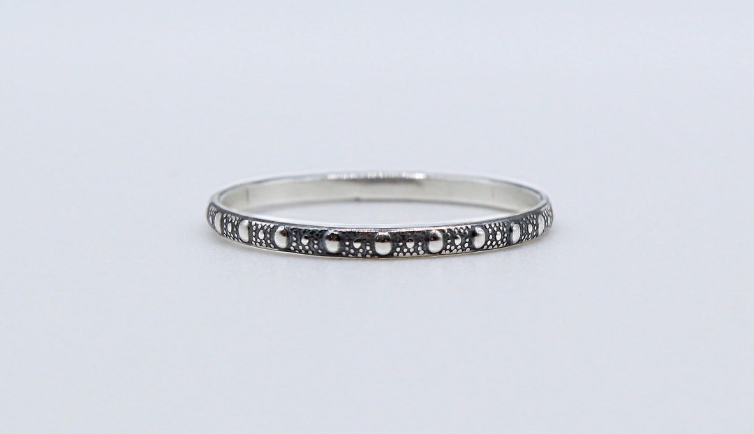Sterling Silver Stacking Ring Dot Textured Silver Ring Delicate ...