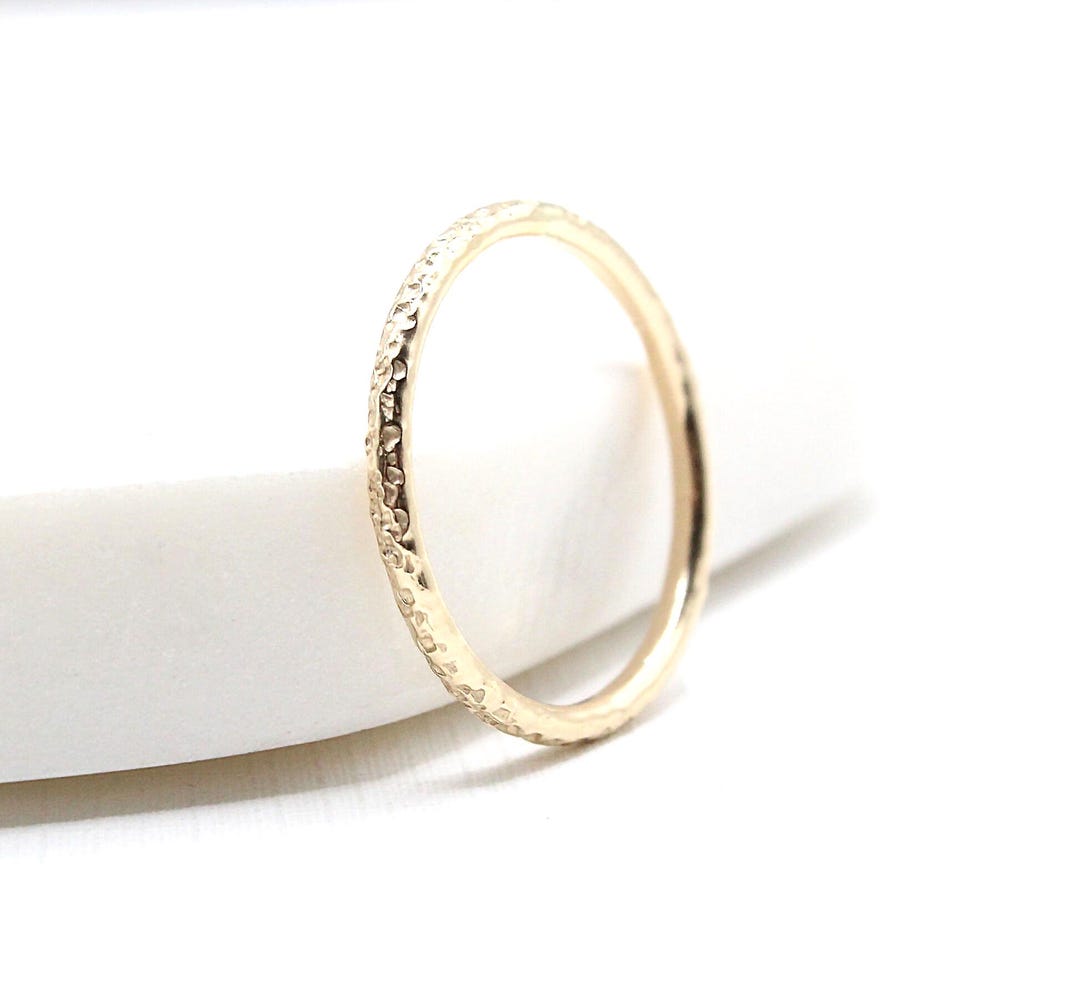 Gold Filled Stacking Ring, Hammered Pitted Wedding Band - Etsy