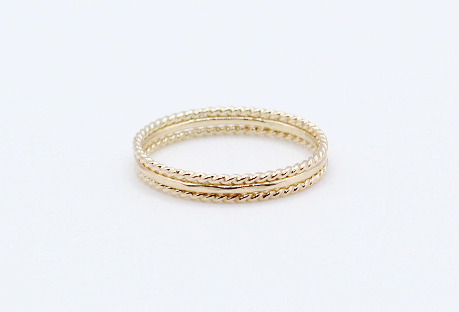 Set of 3 Ultra Thin 14k Gold Filled Stacking Rings Twisted 14k - Etsy