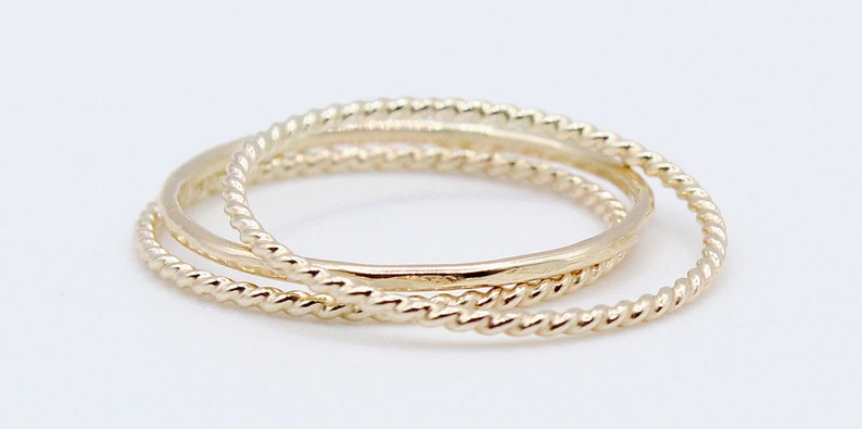Set of 3 Ultra Thin 14k Gold Filled Stacking Rings Twisted 14k - Etsy