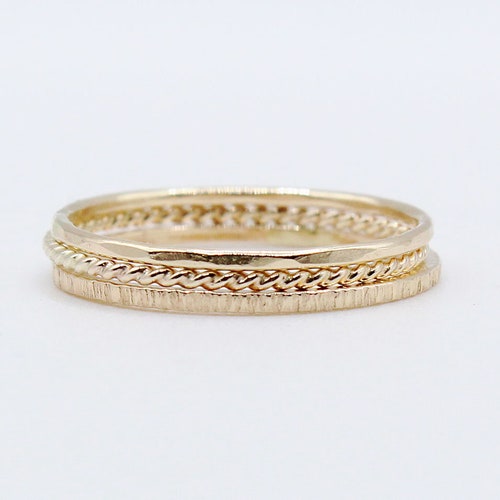 Set of 3 Ultra Thin 14k Gold Filled Stacking Rings Twisted 14k - Etsy